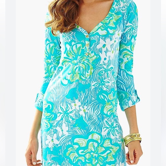 Lilly Pulitzer | Dresses | Lilly Pulitzer Blue Green Wave Rider Paisley ...